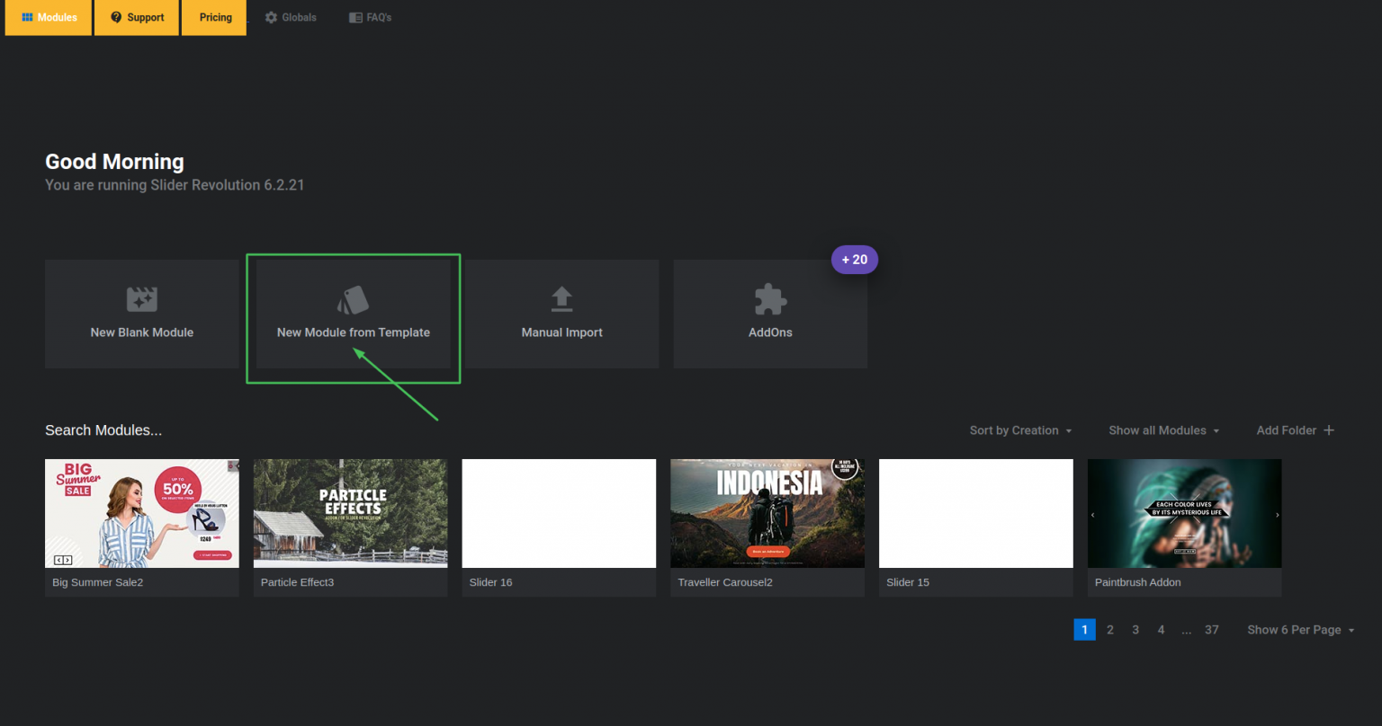 Slider from Template