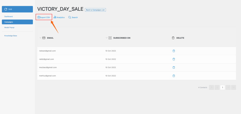 How to Export Customer Emails from a specific Campaign? - Shopidevs ...