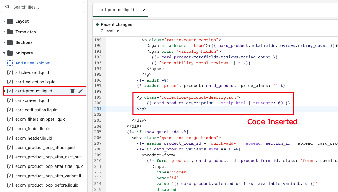 Add Shopify Product Excerpt in All Pages & Only Collection Pages