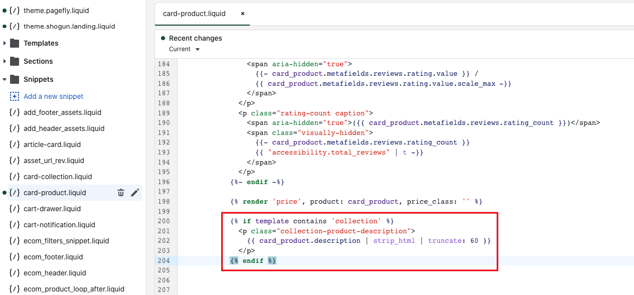 Add Shopify Product Excerpt in All Pages & Only Collection Pages